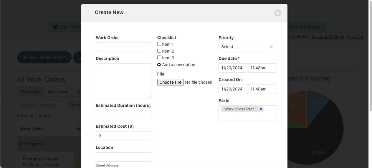 Work Orders Template App from Knack